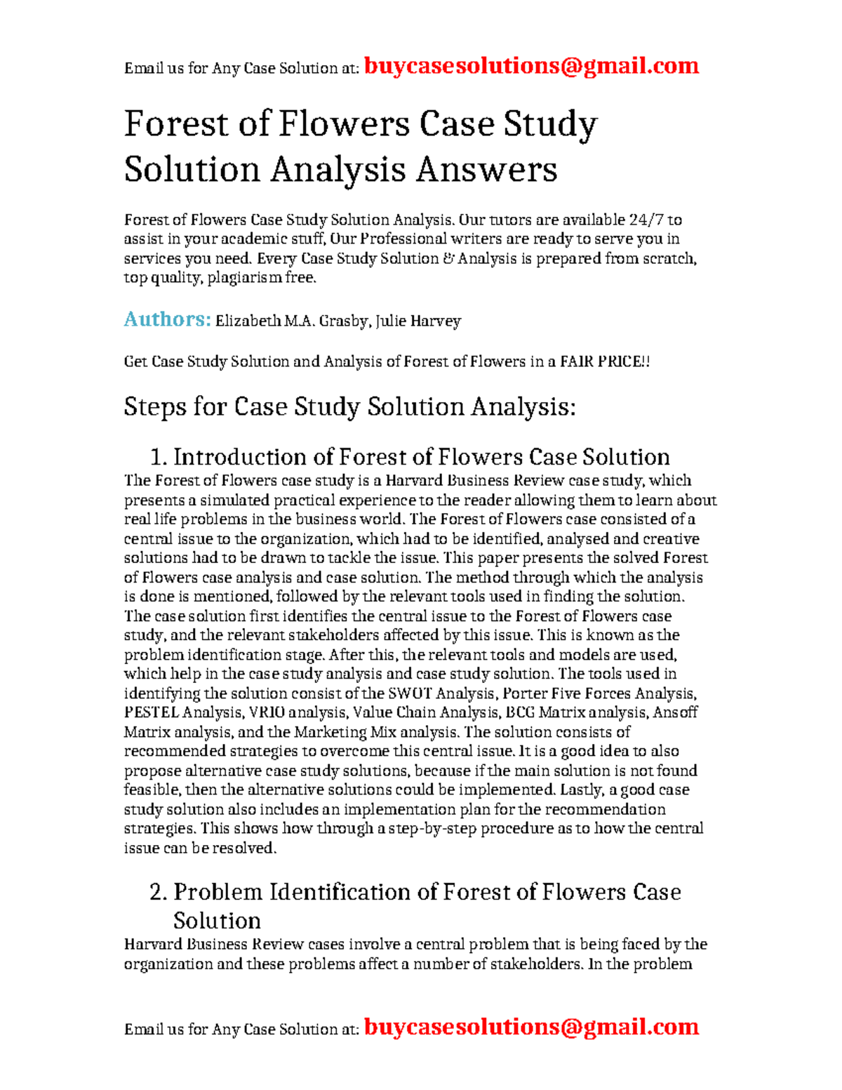 Forest of Flowers Case Study Solution Analysis - Our tutors are ...