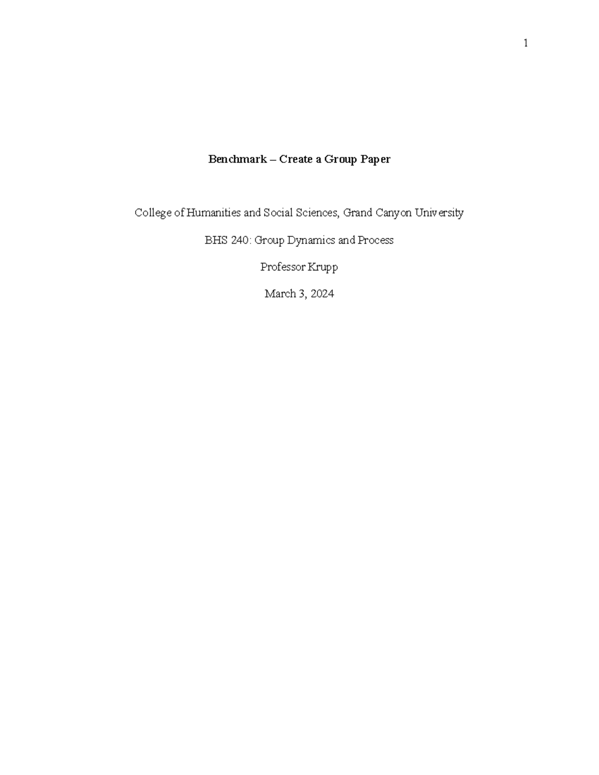 Benchmark - Create a Group Paper - Benchmark – Create a Group Paper ...