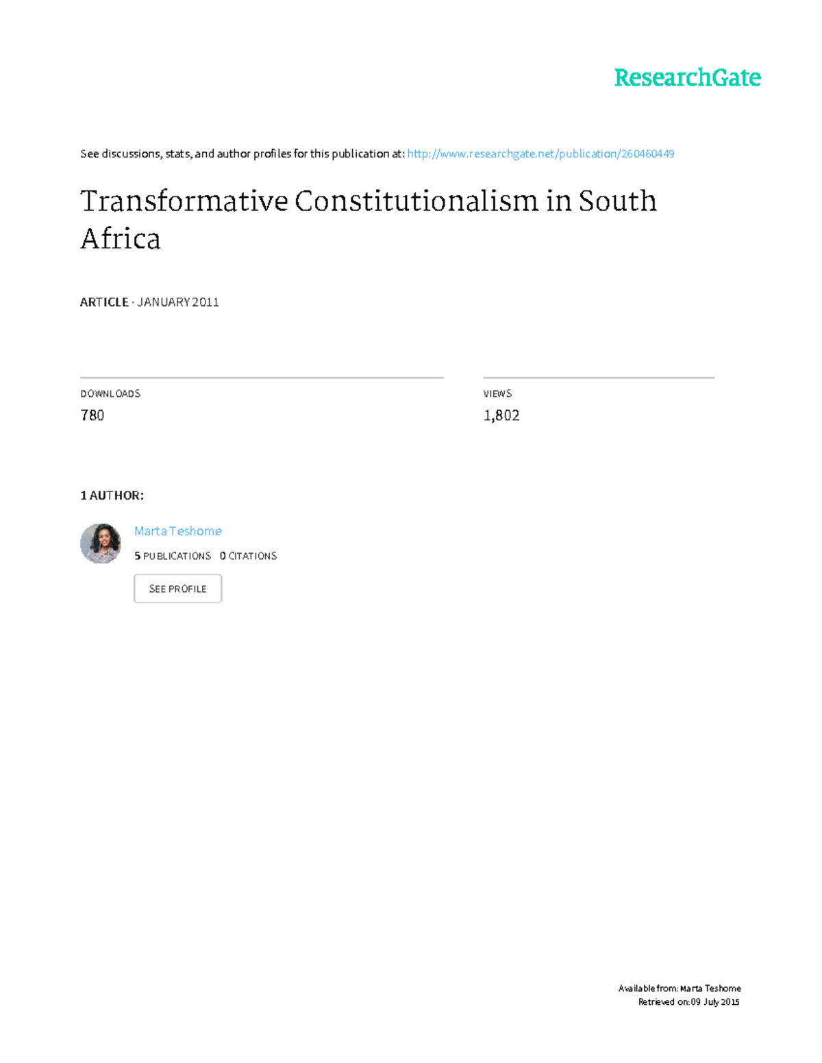 Transformative Constitutionalism in Sout - See discussions, stats, and ...