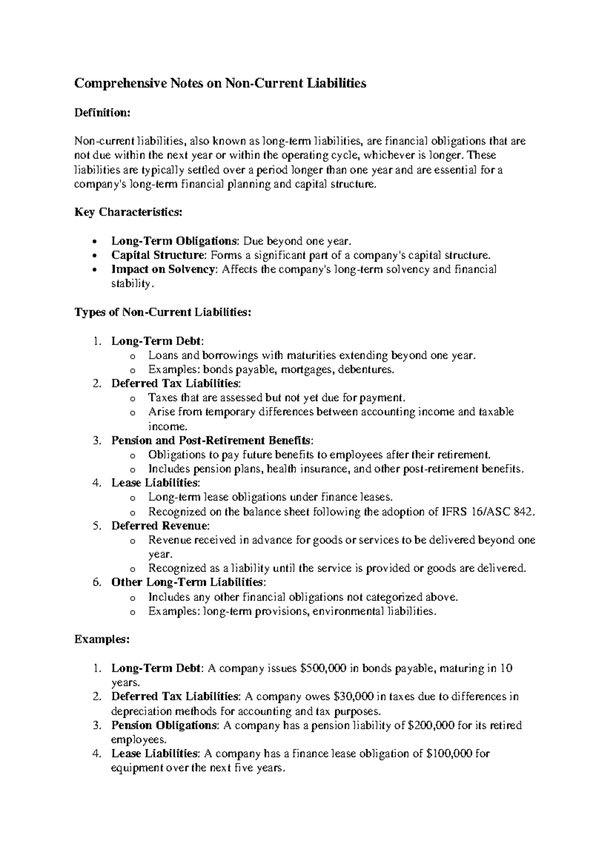 Comprehensive Notes on lease accounting - Comprehensive Notes on Non ...