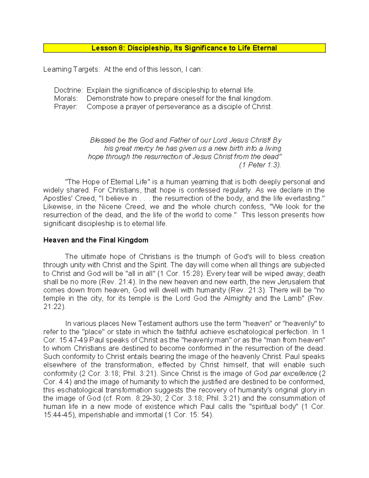 discipleship significance - Lesson 8: Discipleship, Its Significance to ...