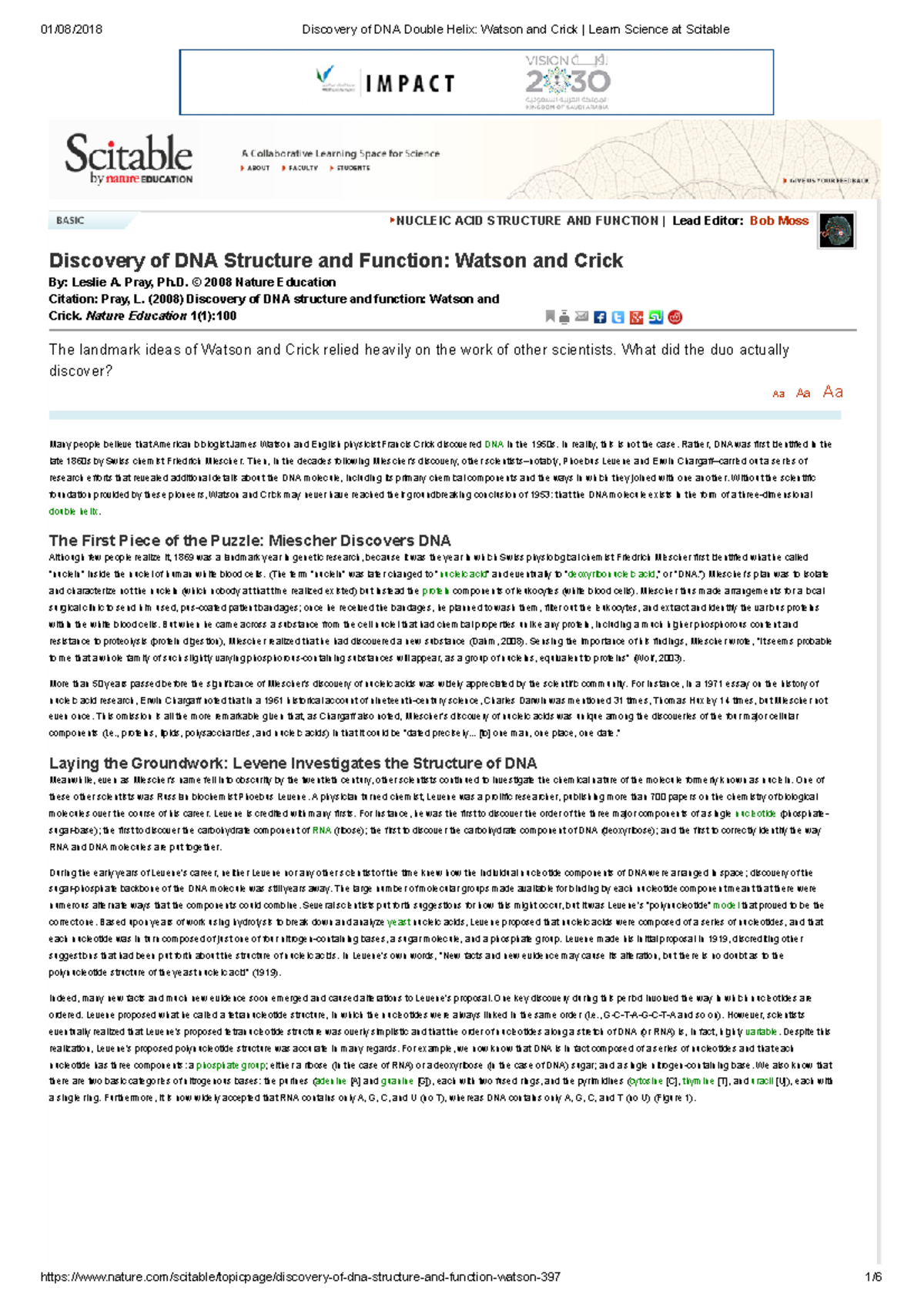 Discovery-of-dna-double-helix -watson-and-crick-learn-science-at-scitable - NUCLEIC ACID ...