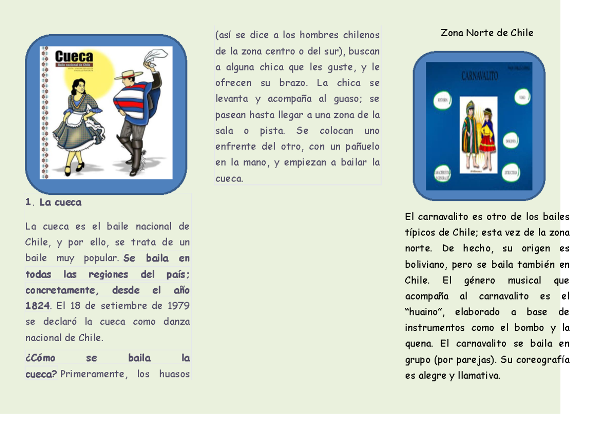 Danzas folkloricas - analisis - 1. La cueca La cueca es el baile ...