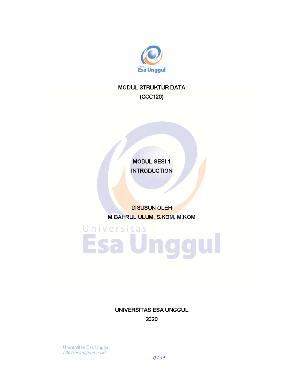 Modul Struktur Data Sesi 1 - Universitas Esa Unggul esaunggul.ac MODUL ...