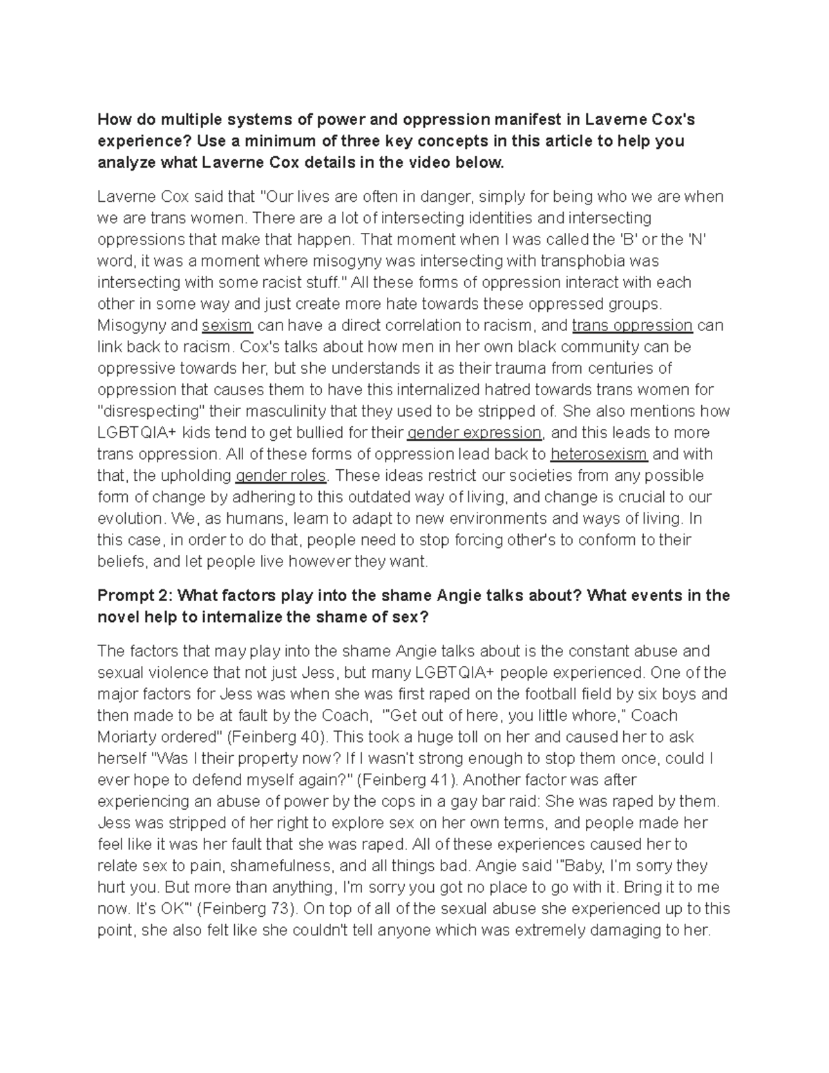 Discussion Catalano et al. Stone Butch Blues (Chpts. 1 - 11)(version 6 ...