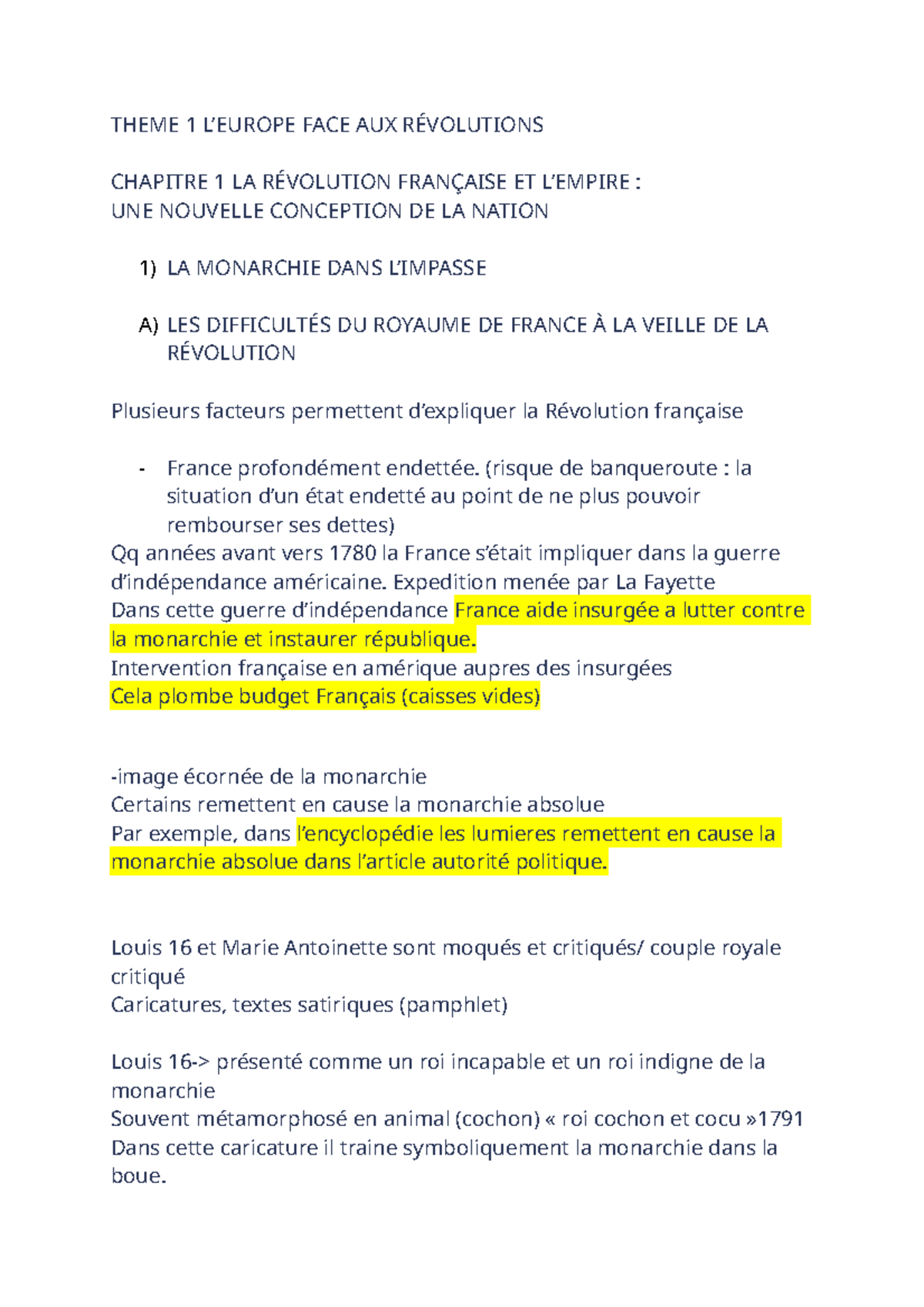 Chapitre 1 histoire révolution - THEME 1 L’EUROPE FACE AUX RÉVOLUTIONS ...