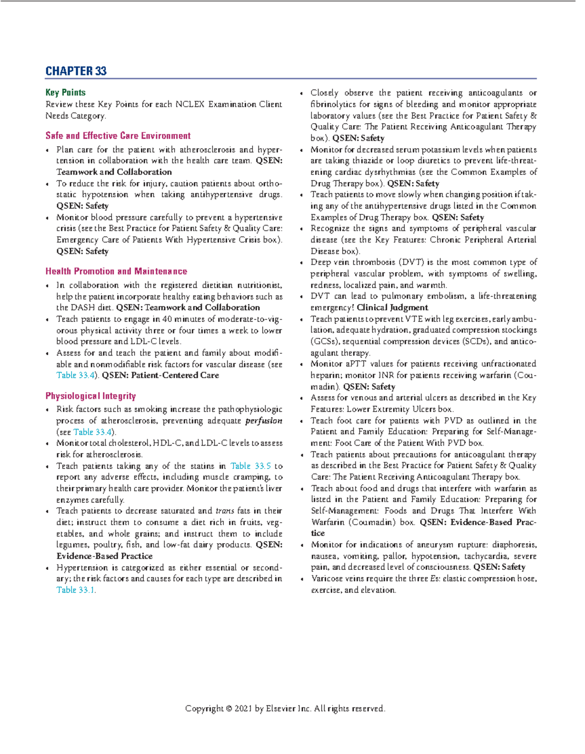 Chapter 033 - Heart - Chapter 33 Key points Review these Key Points for each NCLEX Examination ...