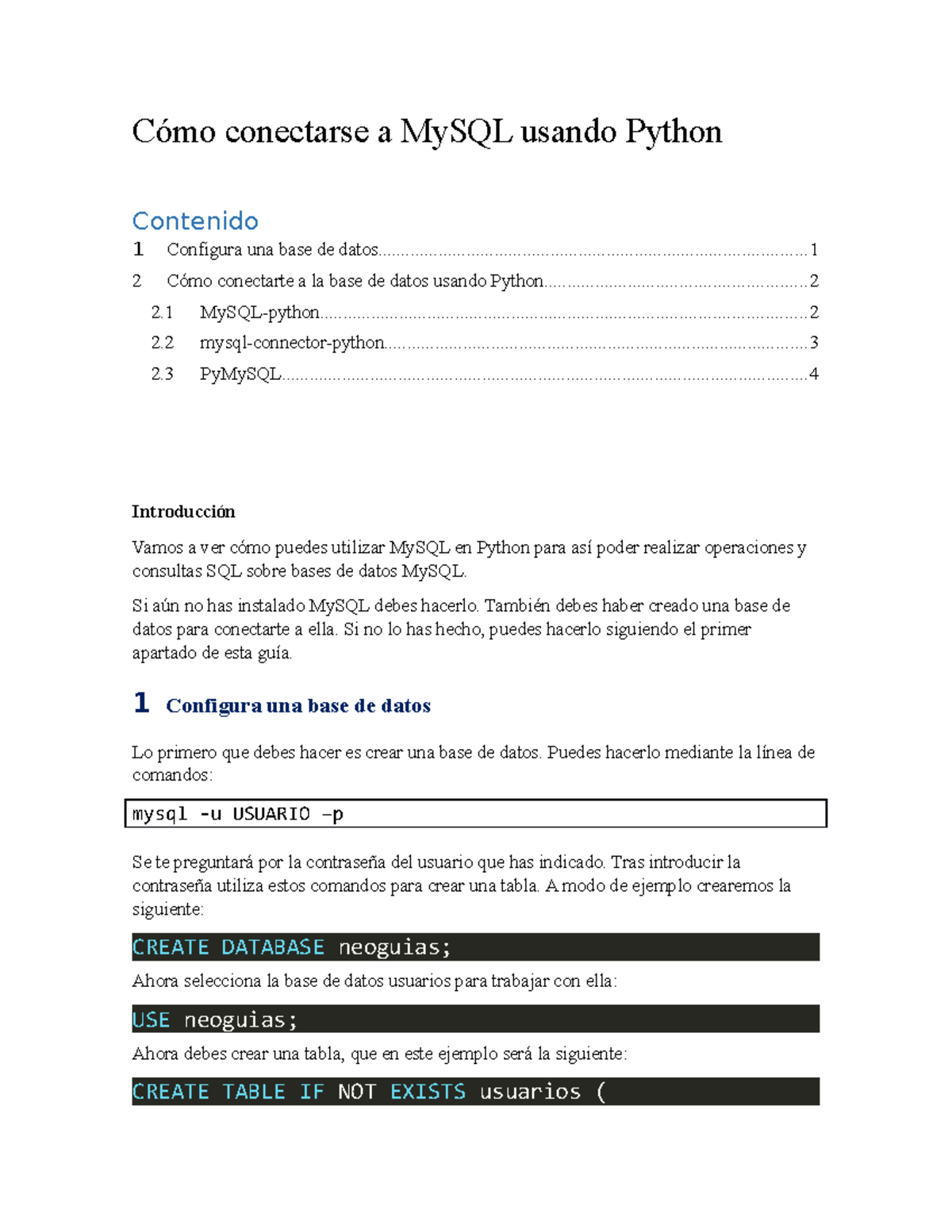 Cómo conectarse a My SQL usando Python - Cómo conectarse a MySQL usando Python Contenido 1 ...