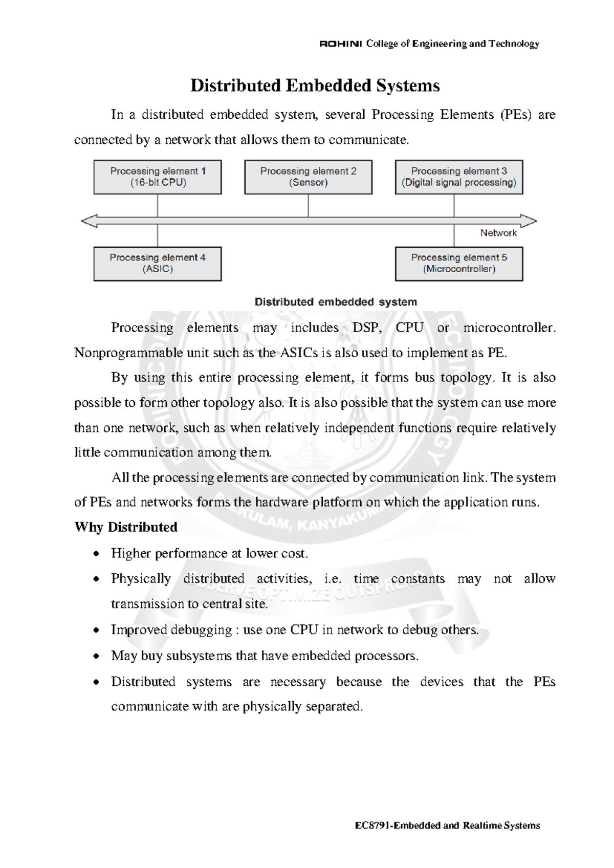 Rohini 85806983944 - Distributed embedded system - Distributed Embedded Systems In a distributed ...
