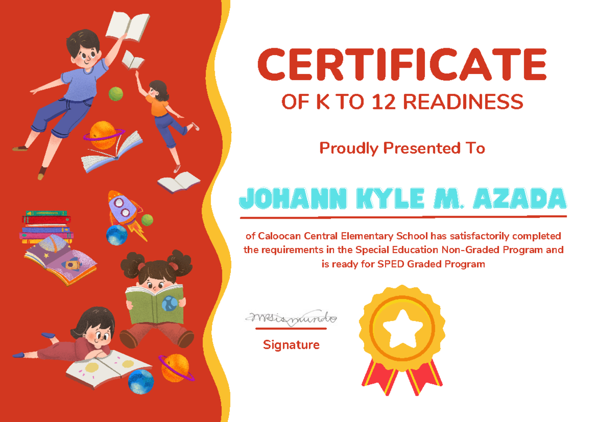 K to 12 readiness Certificate - OF K TO 12 READINESS Proudly Presented ...