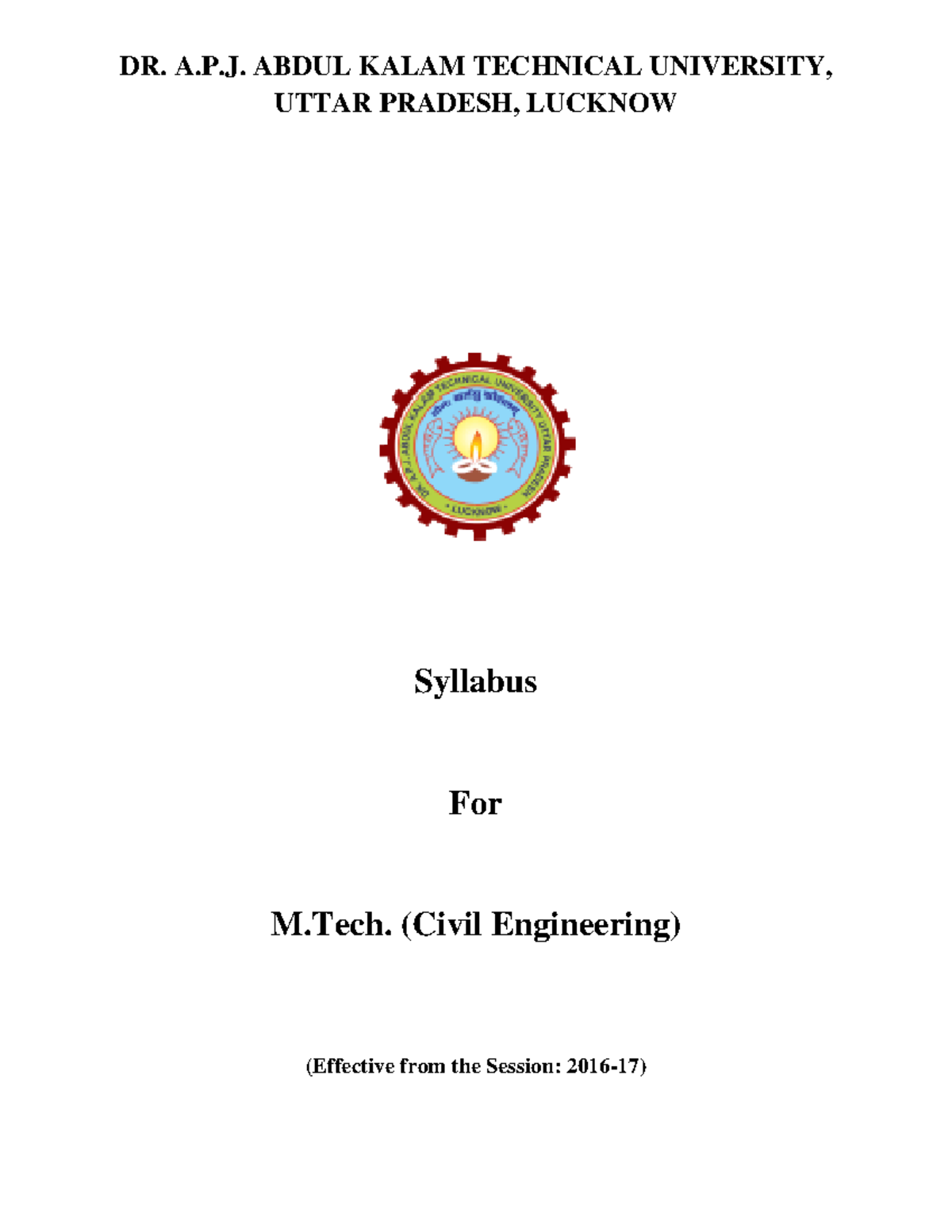 M.Tech. Civil Engineering (Effective from the Session- 2016-17) - DR. A ...