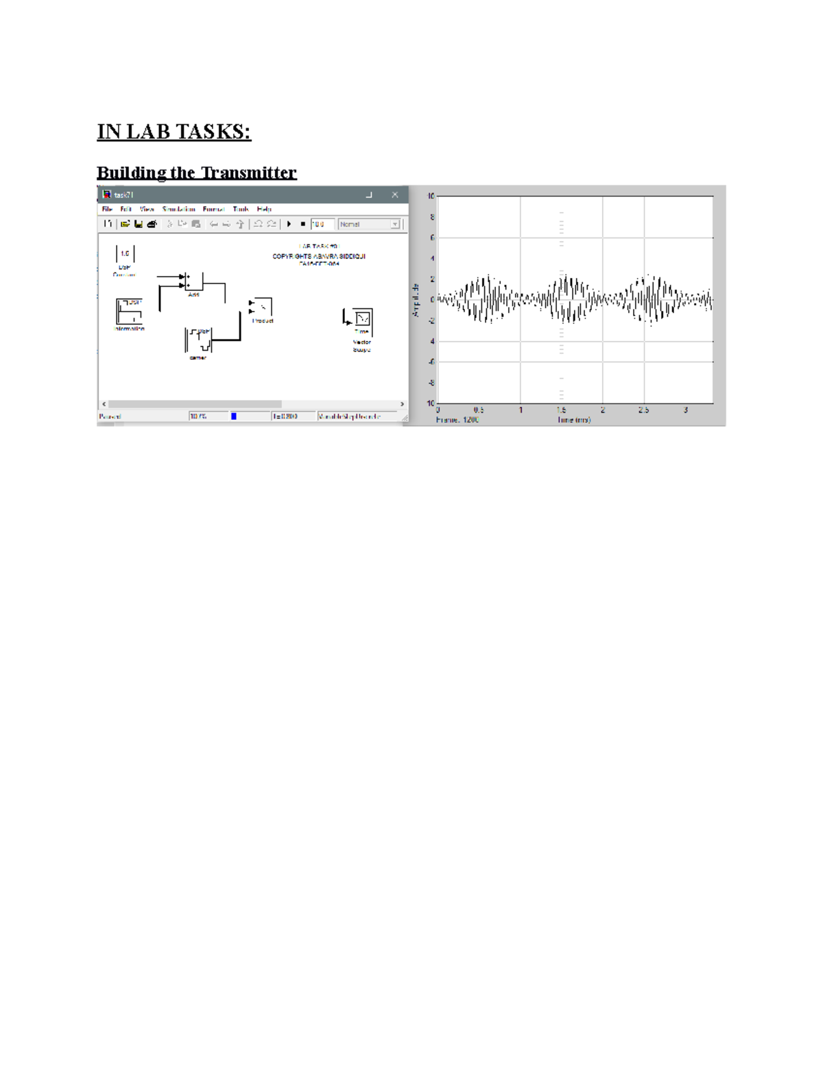 Lab Report 7 of DSP - IN LAB TASKS: Building the Transmitter The AM ...