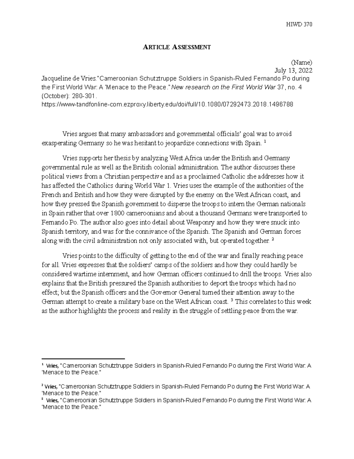 Article Assessment Template (1) - HIWD 370 ARTICLEASSESSMENT (Name ...