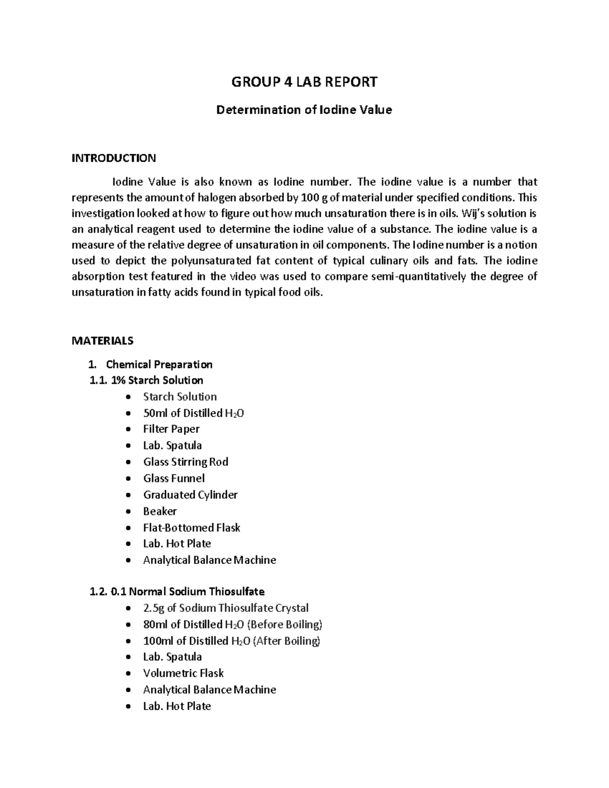 Group 4 LAB Report - LR9 Iodine Value - GROUP 4 LAB REPORT ...