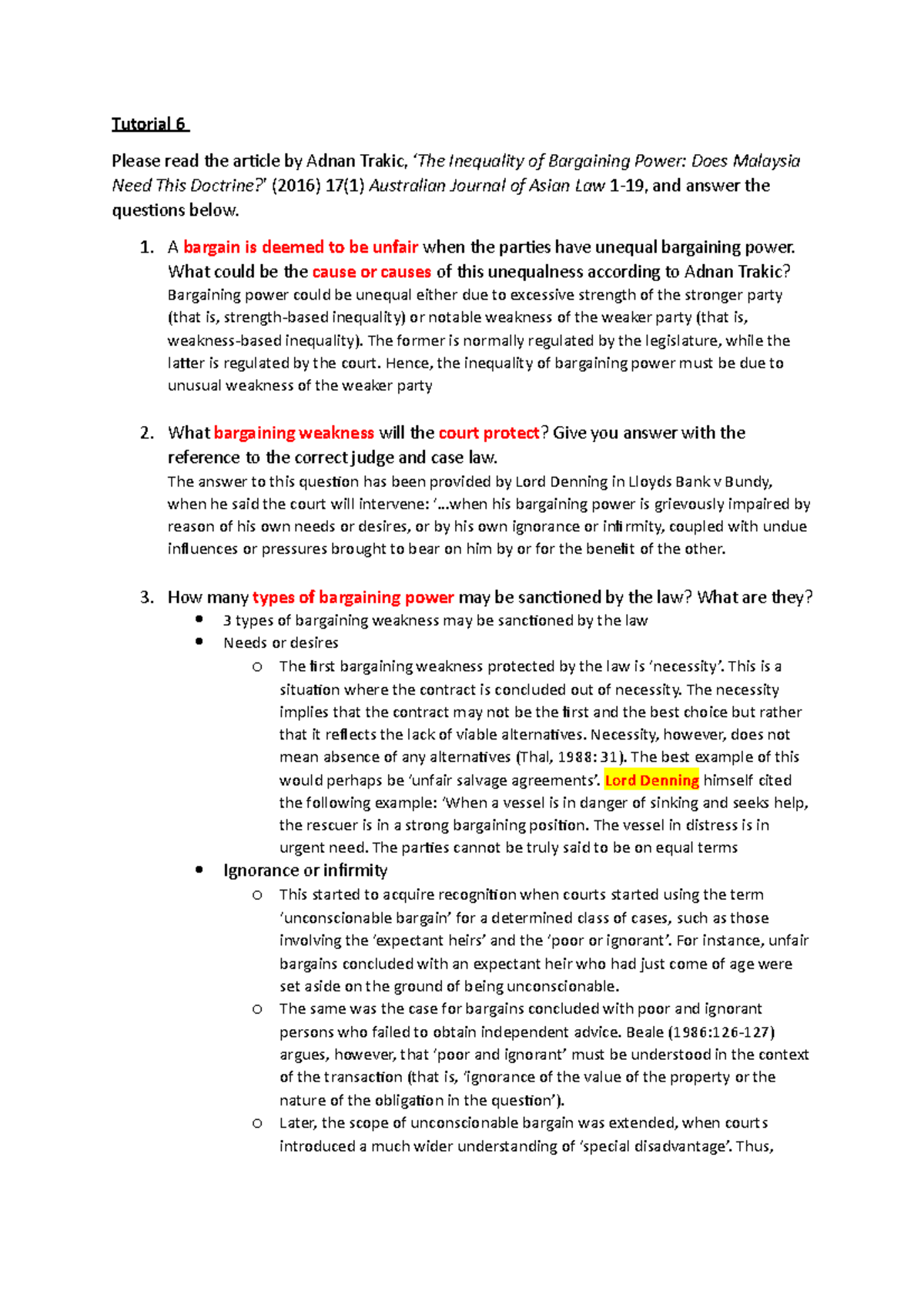 Tutorial 6 Consumer Law Tutorial 6 Please Read The Article By Adnan