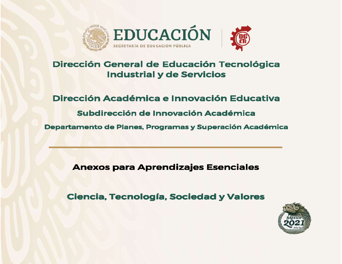 Anexo CTSy V 2021 - CIENCIA TECNOLOGIA SOCIEDAD Y VALORES - DirecciÛn ...