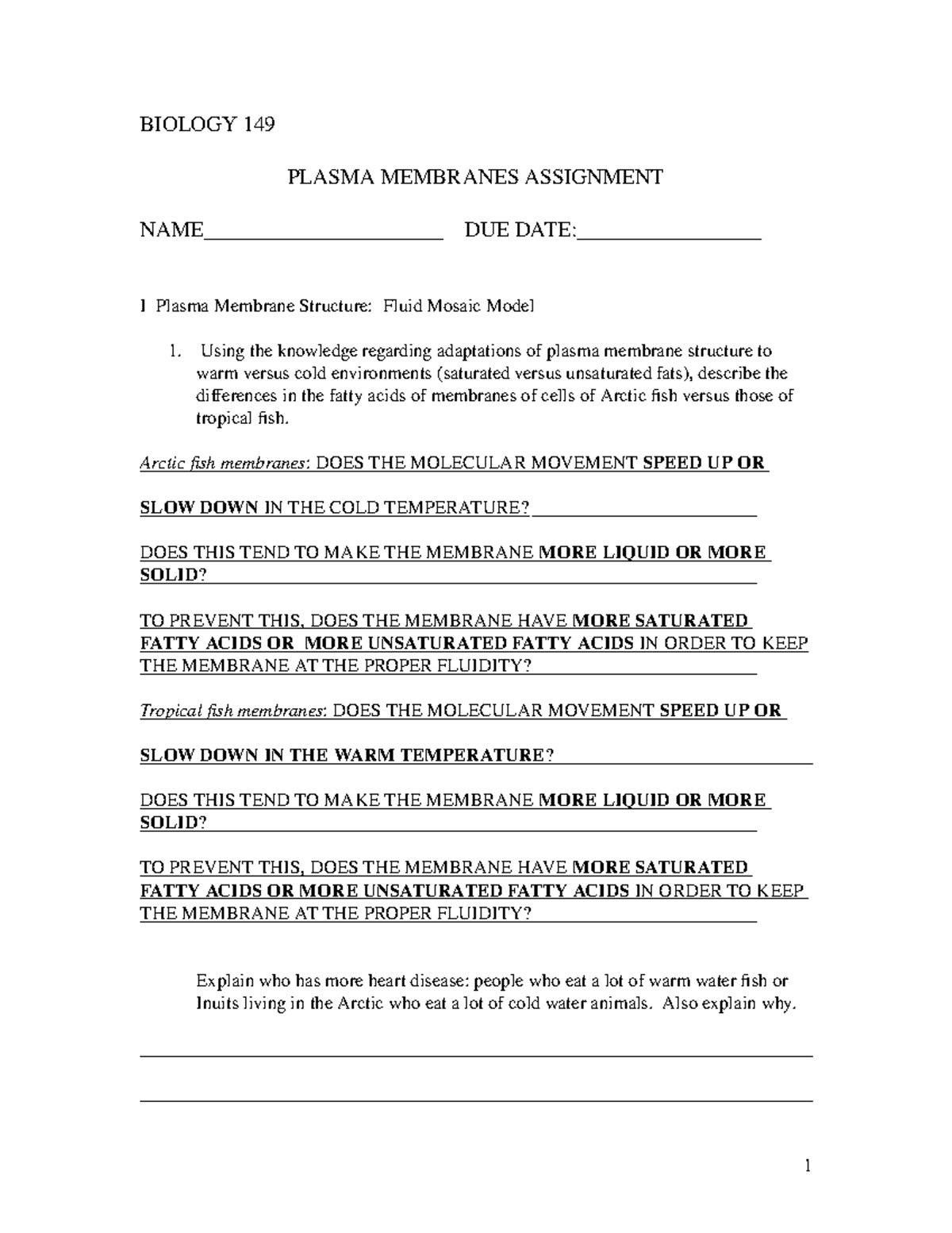 149 membrane assignment F 19 - BIOLOGY 149 PLASMA MEMBRANES ASSIGNMENT ...