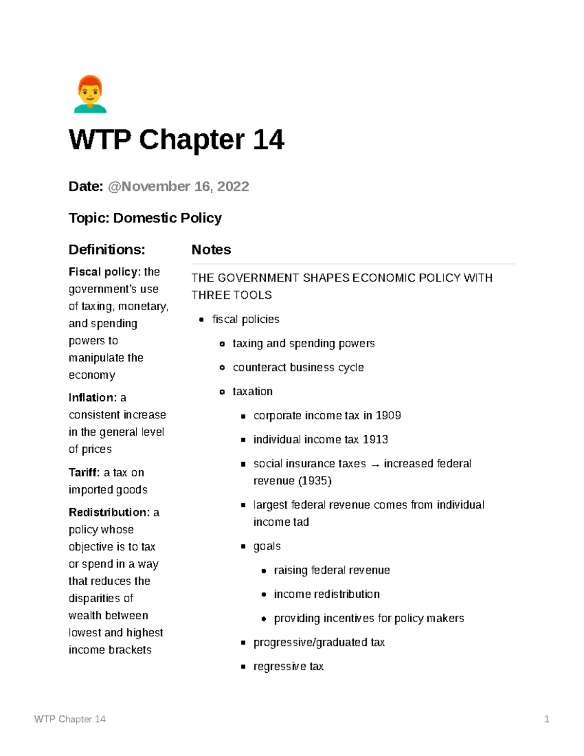 WTP Chapter 14: Domestic Policy and Economic Regulation - Studocu
