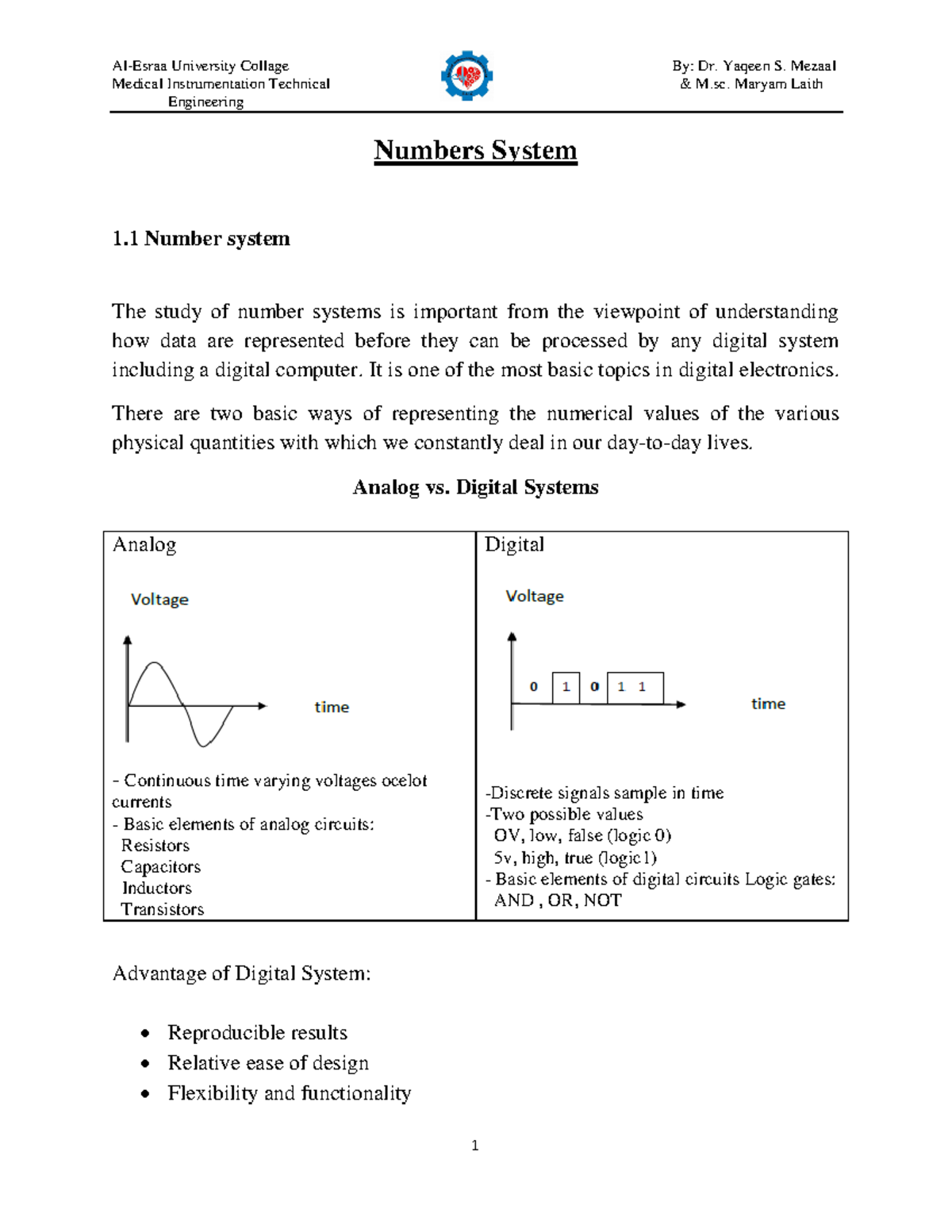 Numbers System - Biomedical Engineering - Medical Instrumentation ...
