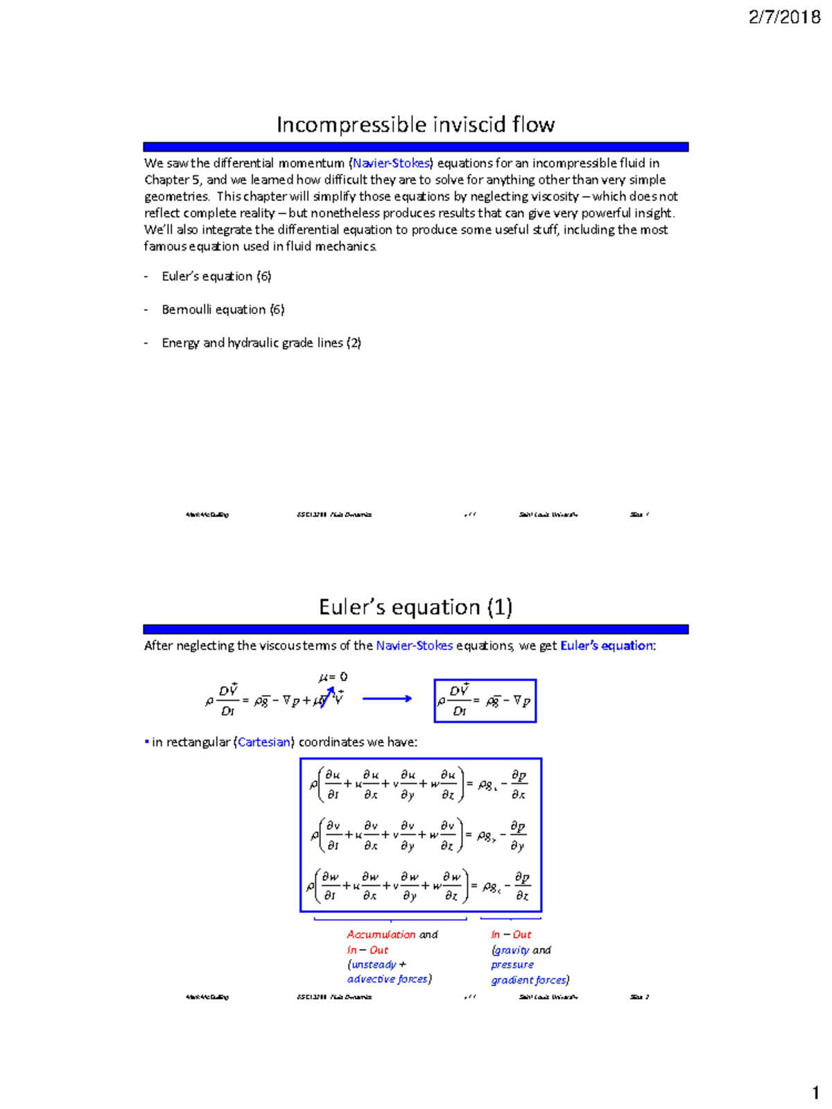 7 Ch 6 - Incompressible inviscid flow v1 - Mark McQuilling ESCI 3200 Fluid Dynamics v 1 Saint ...