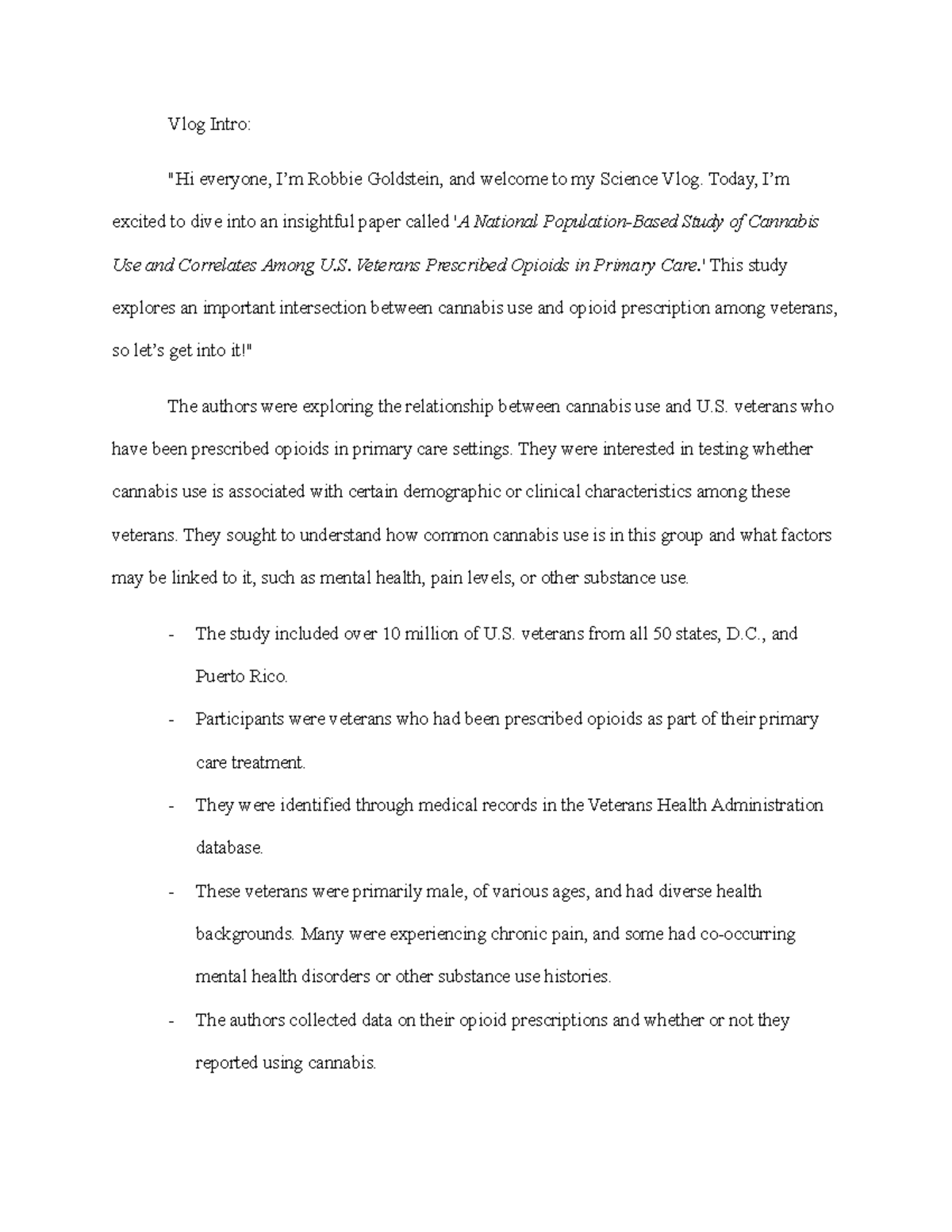 Science Vlog - Today, I’m excited to dive into an insightful paper called 'A National - Studocu