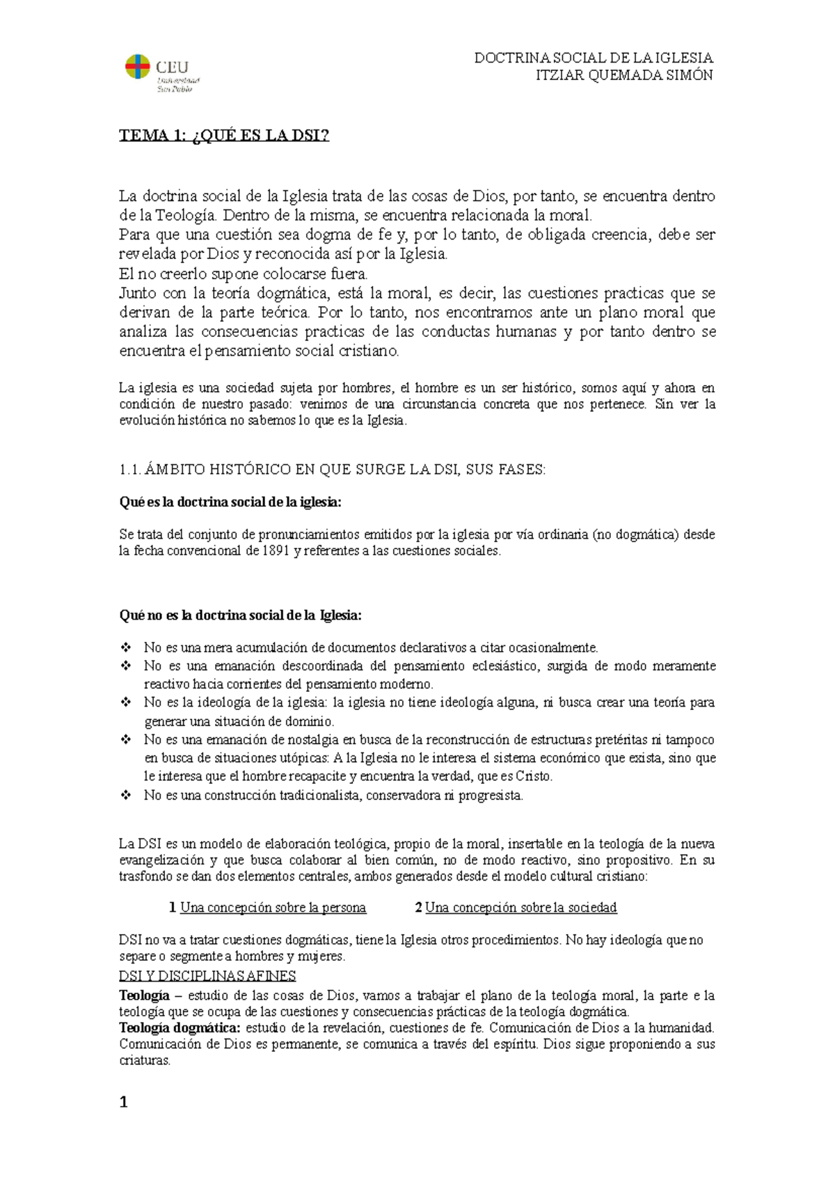 TEMA 1 DSLI - Tema 1 doctrina social de la iglesia parte primera ...