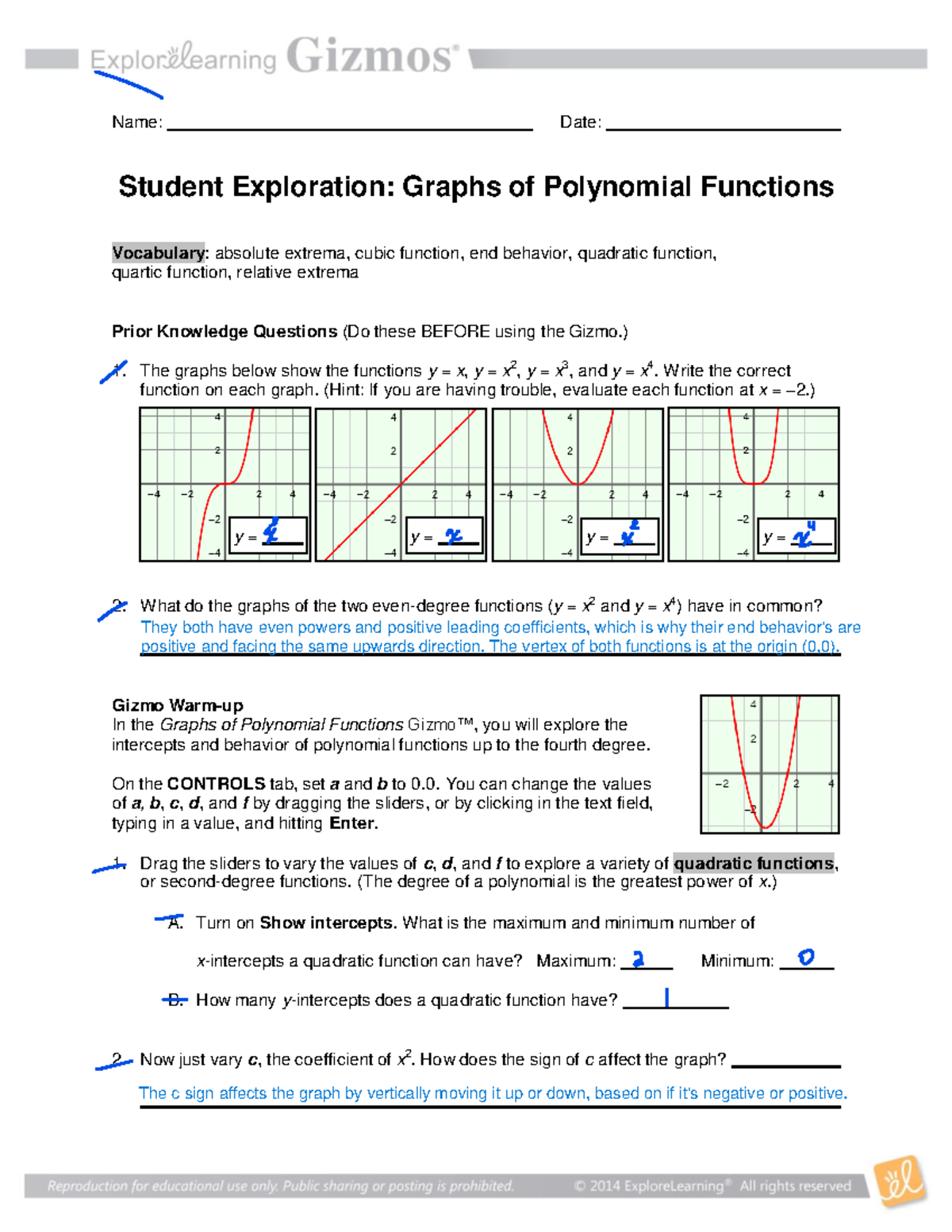 MHF4U-Unit1-Graphs Polynomial Funcs SE - Name: Date: Student ...
