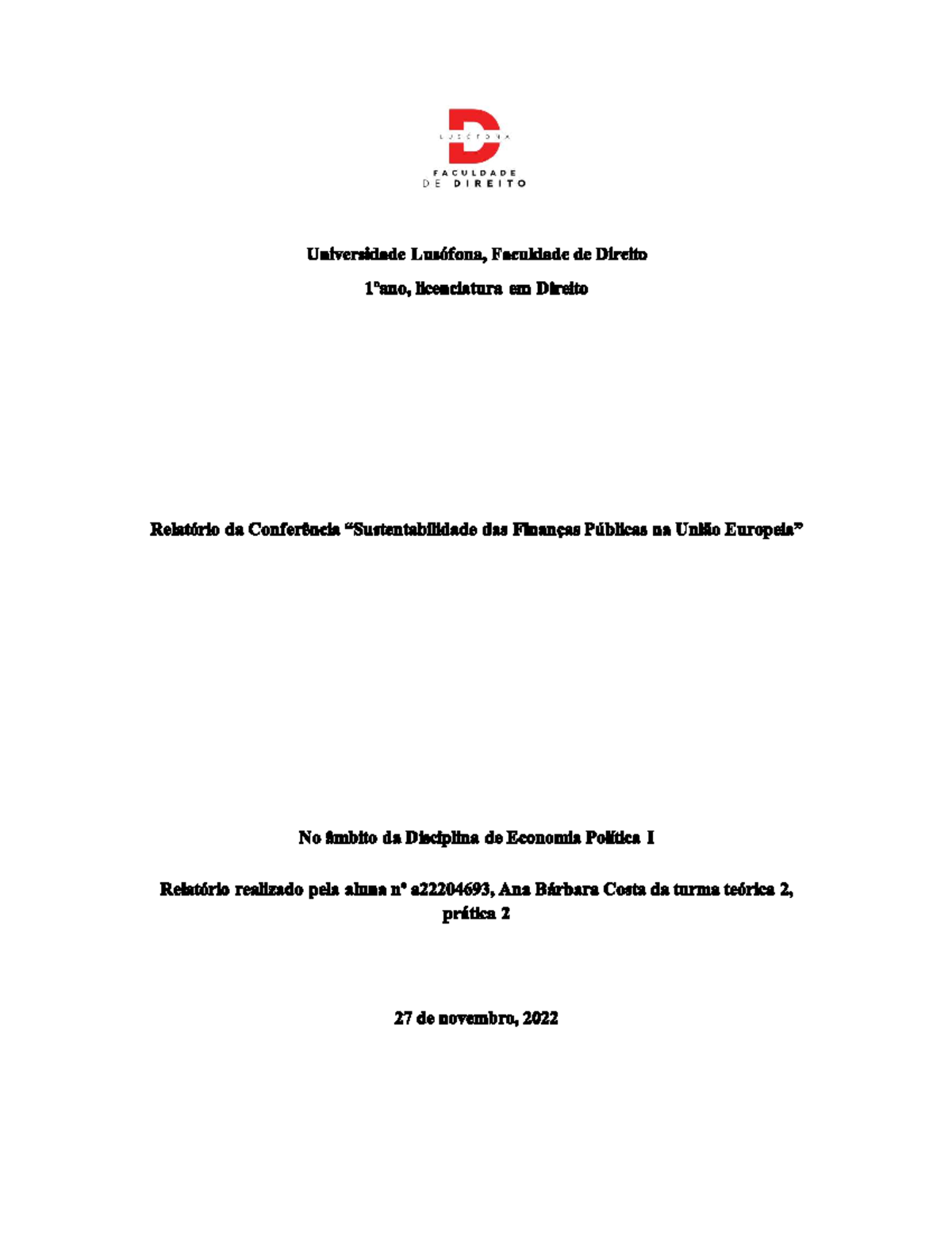 Conferencia finanças, - Economia Política II - Universidade Lusófona ...