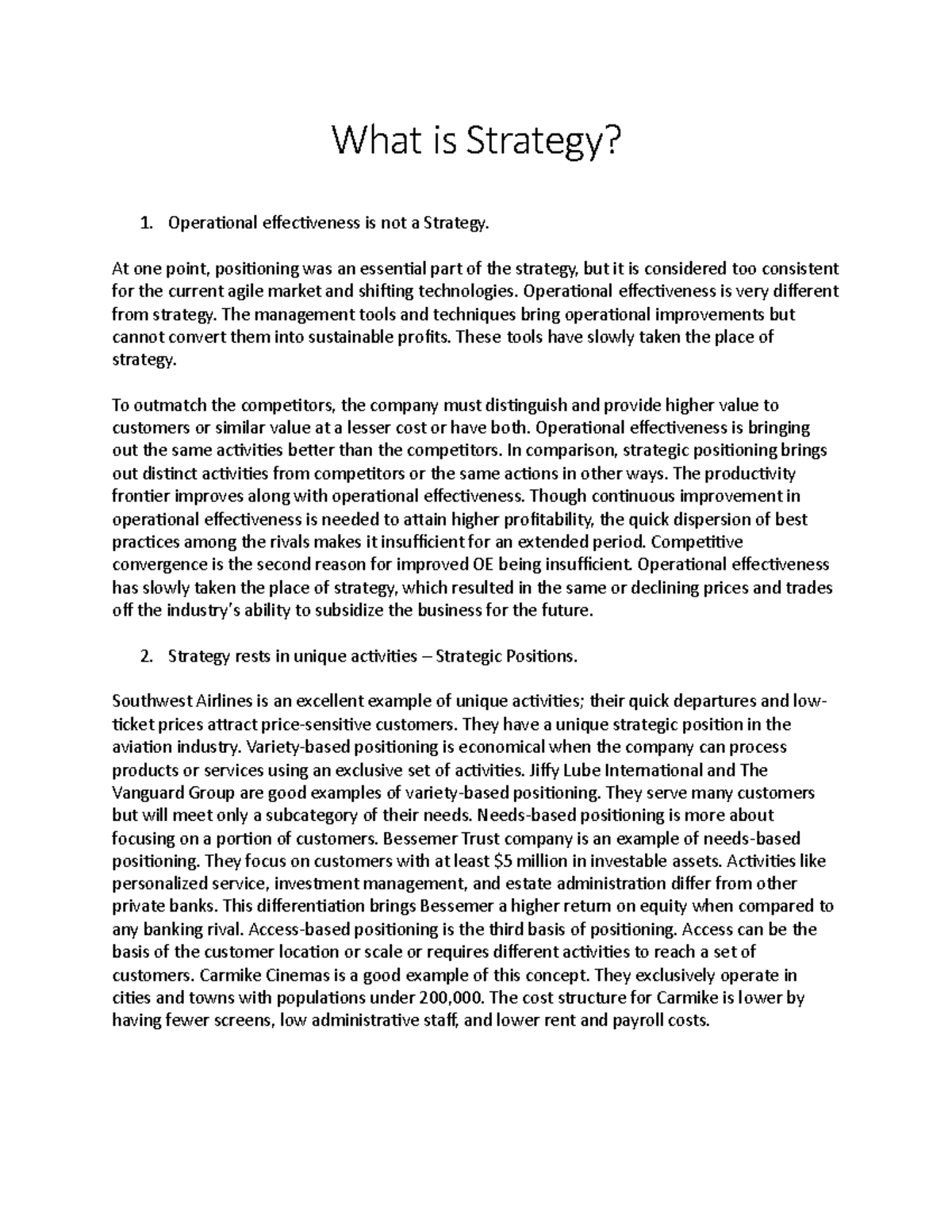Assignment 1 - What is Strategy - What is Strategy? Operational ...