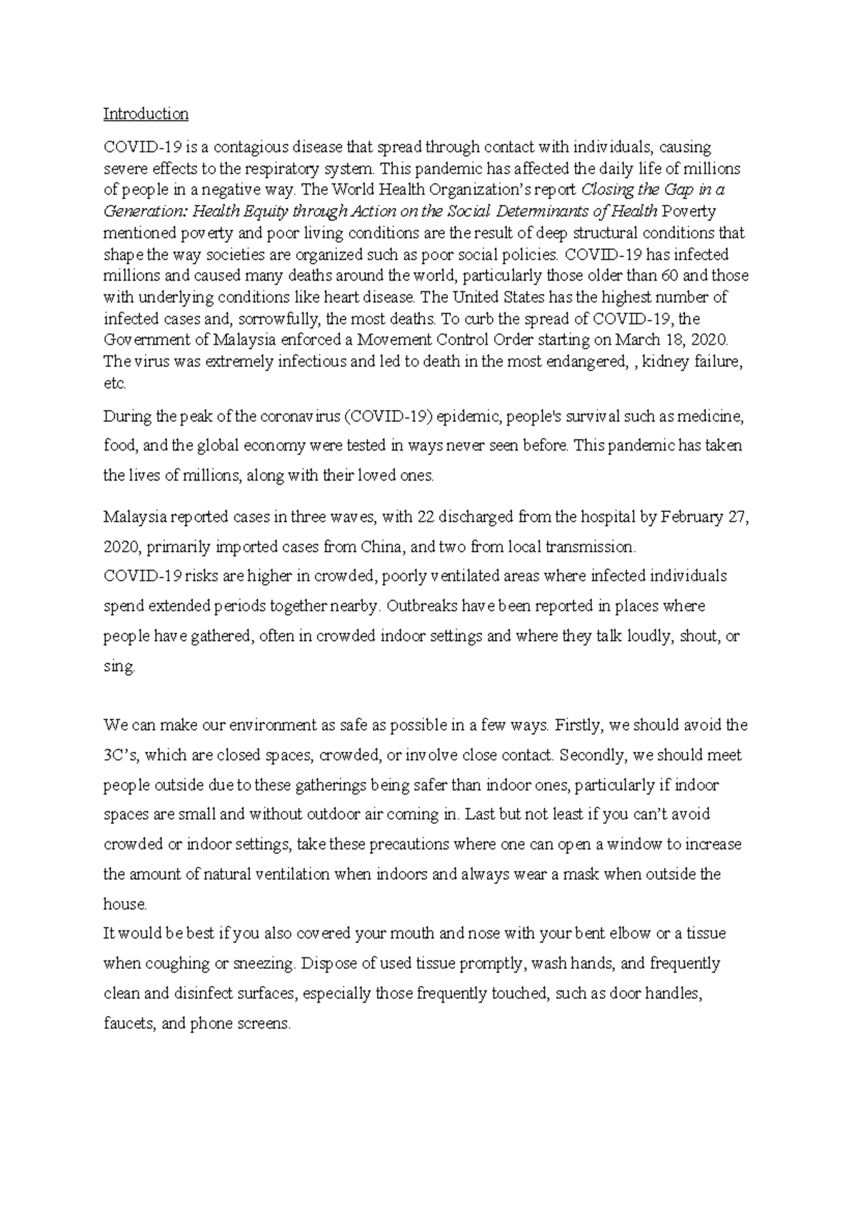 Script Politics - Introduction COVID-19 is a contagious disease that ...