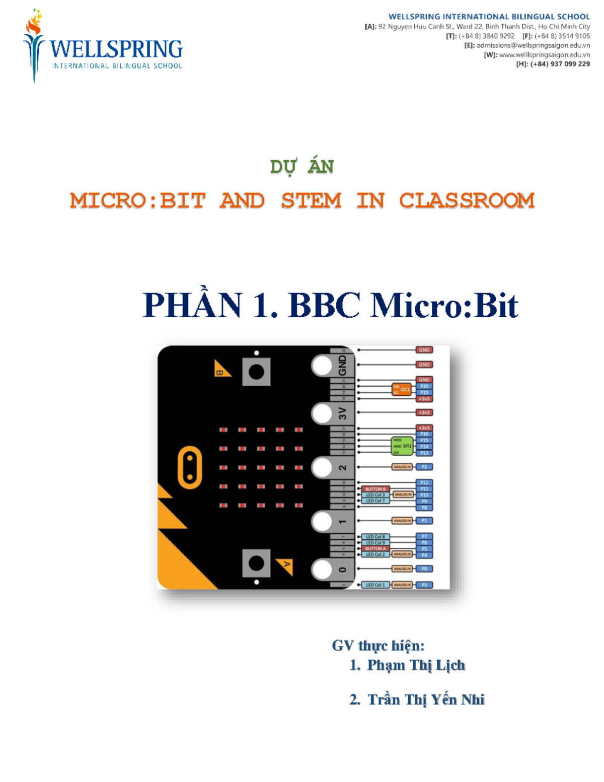 TÀI LIỆU GIẢNG DẠY Microbit - PHẦN 1. BBC Micro:Bit DỰ ÁN MICRO:BIT AND ...