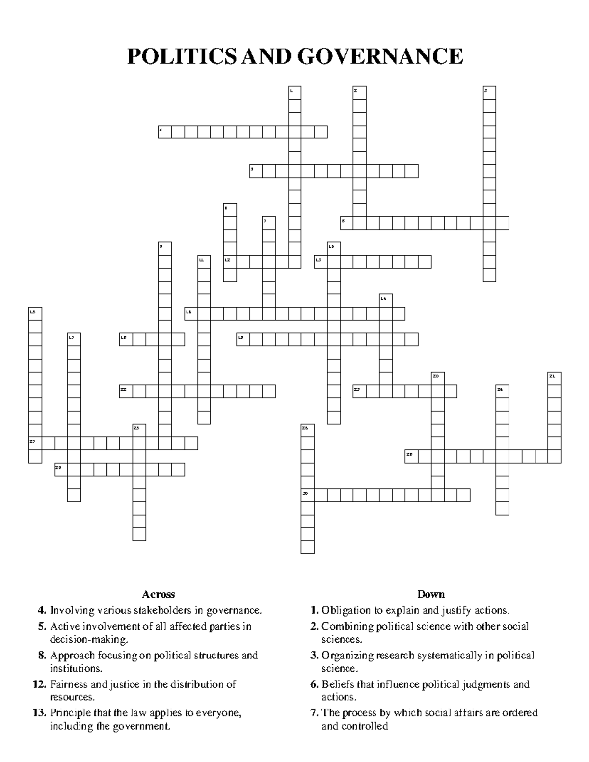 Politics-and-governance- Puzzle - POLITICS AND GOVERNANCE 1 2 3 4 5 6 7 ...