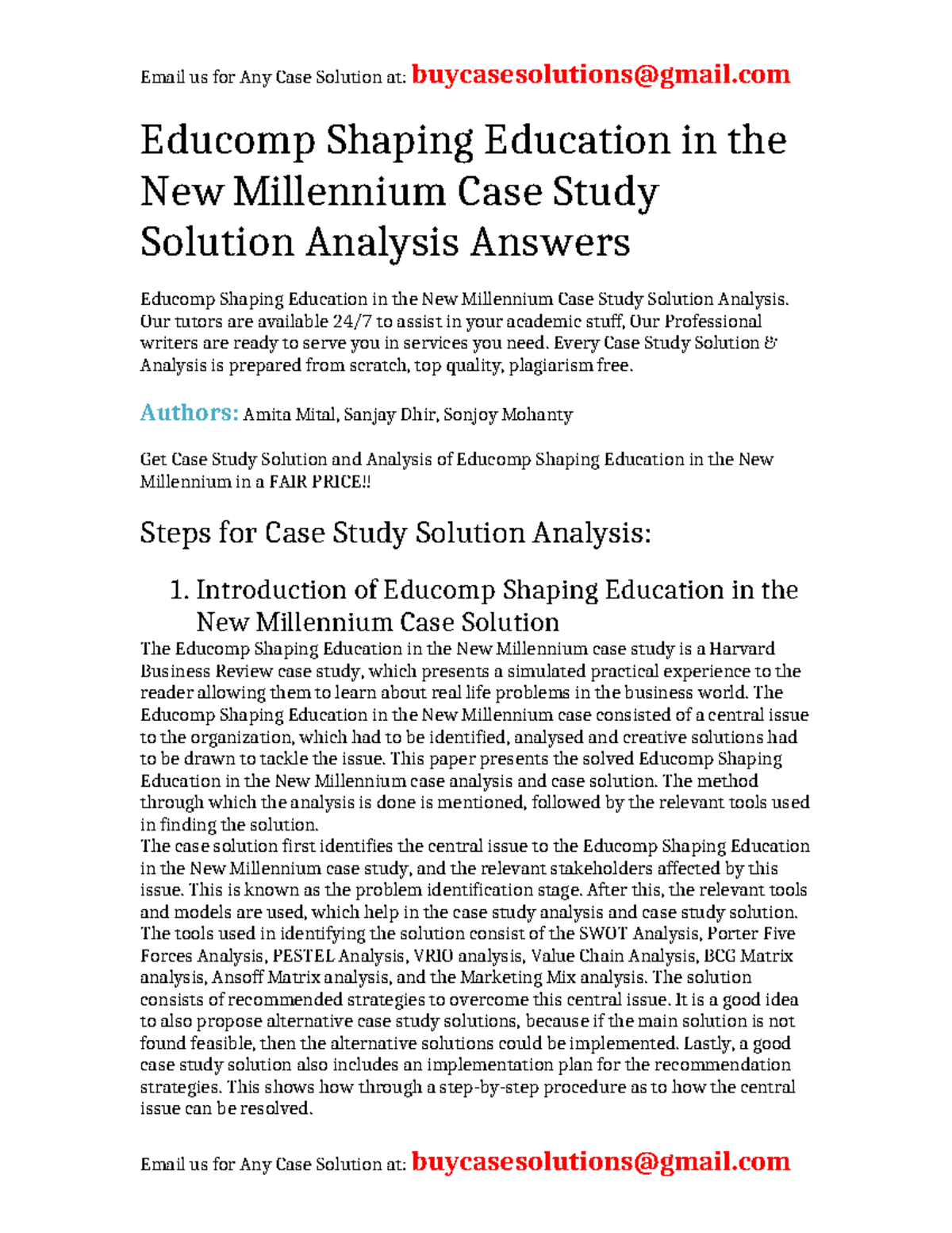 Case Solution Educomp Shaping Education in the New Millennium - Educomp Shaping Education in the ...