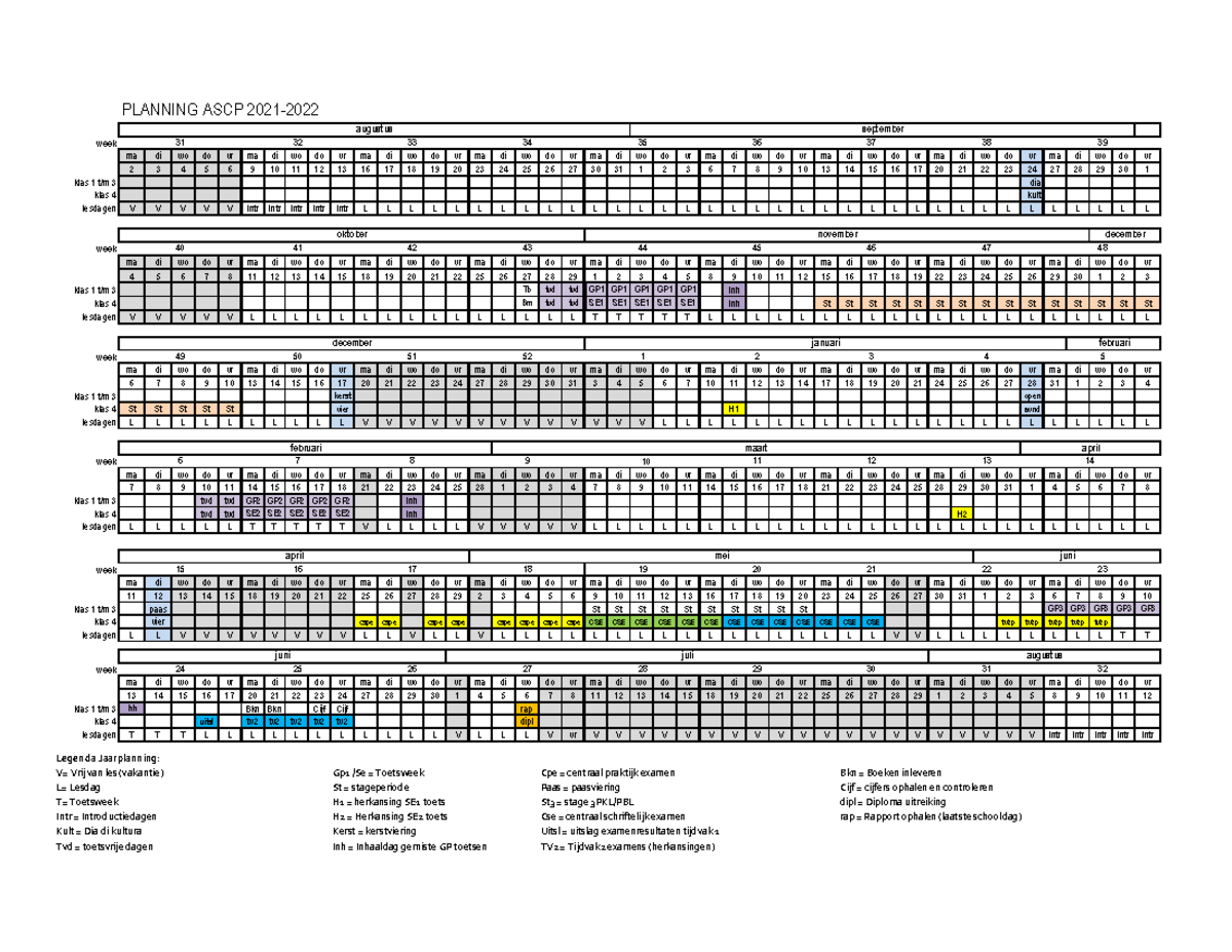 A4-jaarplanning 2021-2022 - PLANNING ASCP 2021- week ma di wo do vr ma ...
