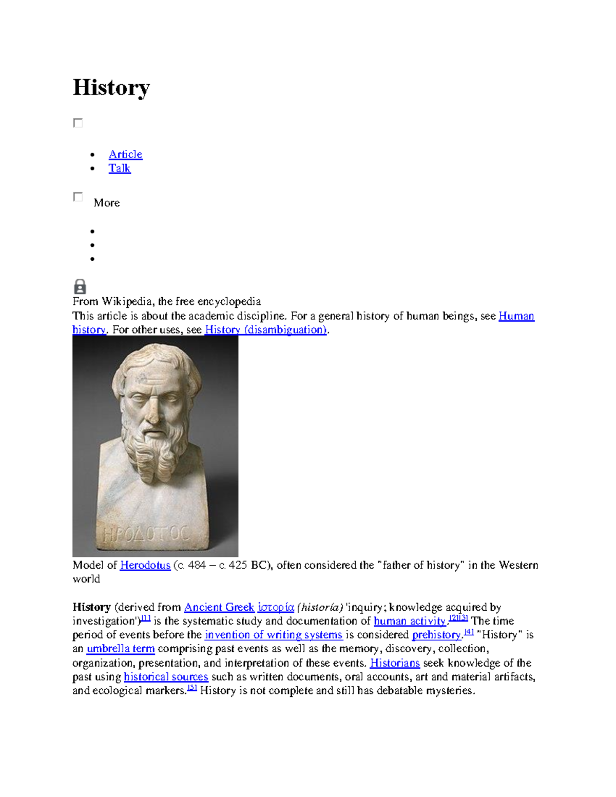 History - History Article Talk More From Wikipedia, the free ...