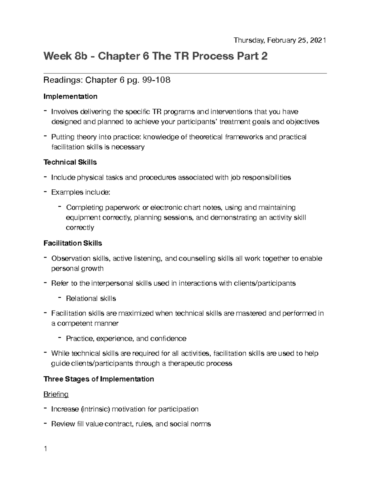 Week 8b - Chapter 6 Part 2 - Week 8b - Chapter 6 The TR Process Part 2 ...
