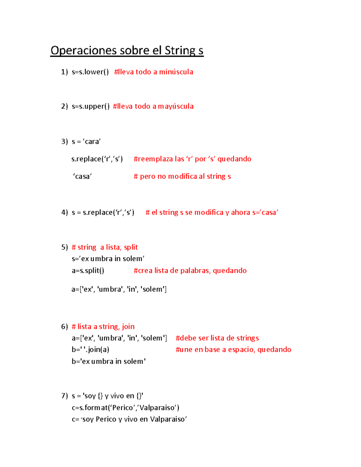 Operaciones sobre Strings y Archivos - Operaciones sobre el String s s ...