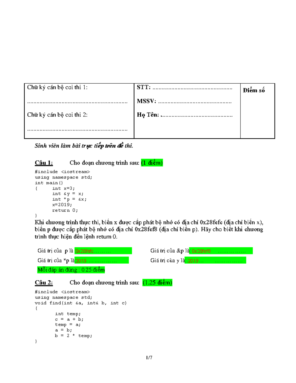 NMLT CK1 18 19 - Đề thi - Chữ ký cán bộ coi thi 1: - Studocu