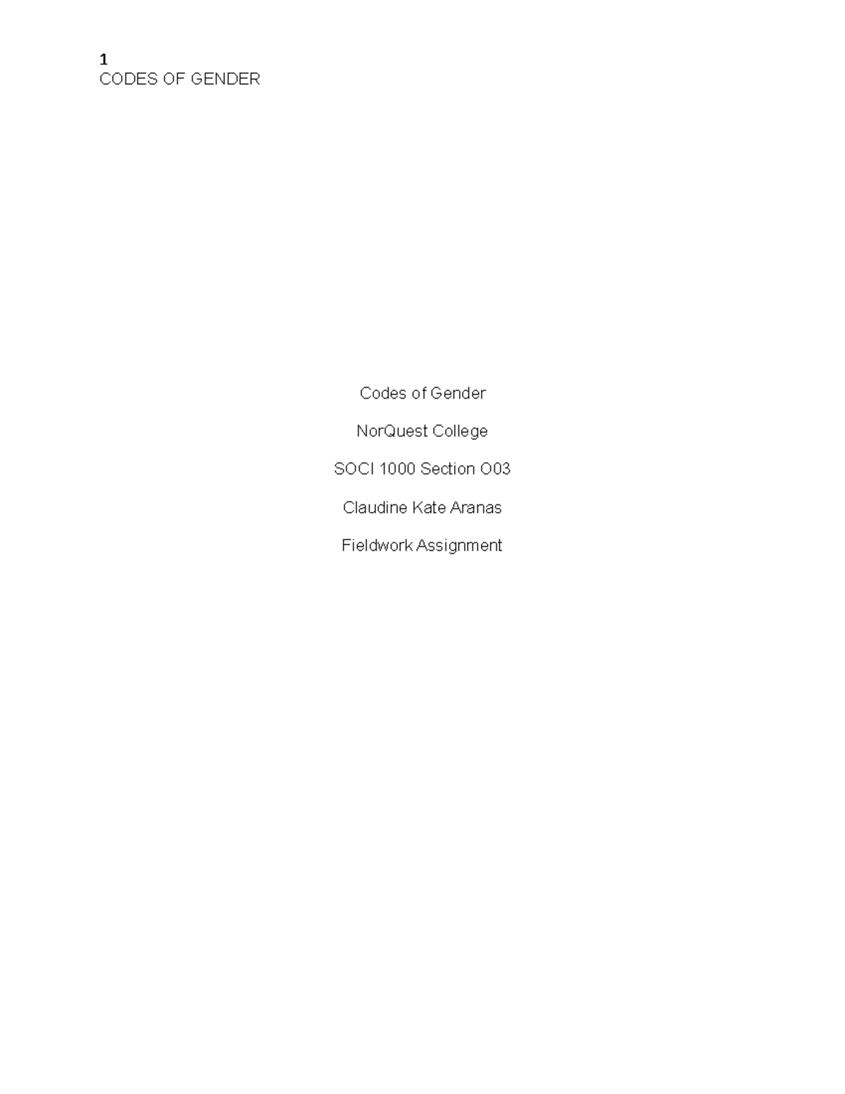 Codes Of Gender Assignment Codes Of Gender Codes Of Gender Norquest College Soci 1000