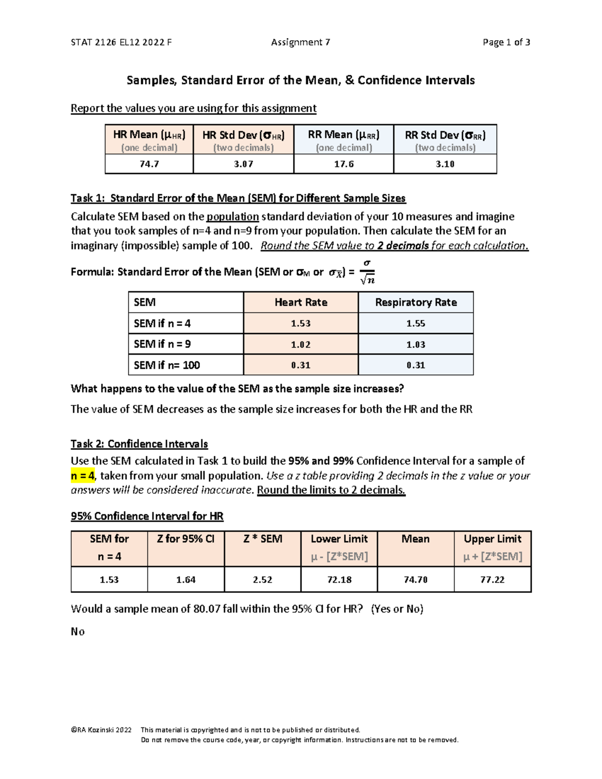 STAT 2126 A (8) - devoir maison 7 - STAT 2126 EL12 202 2 F Assignment 7 Page 1 of 3 ©RA Kozinski ...