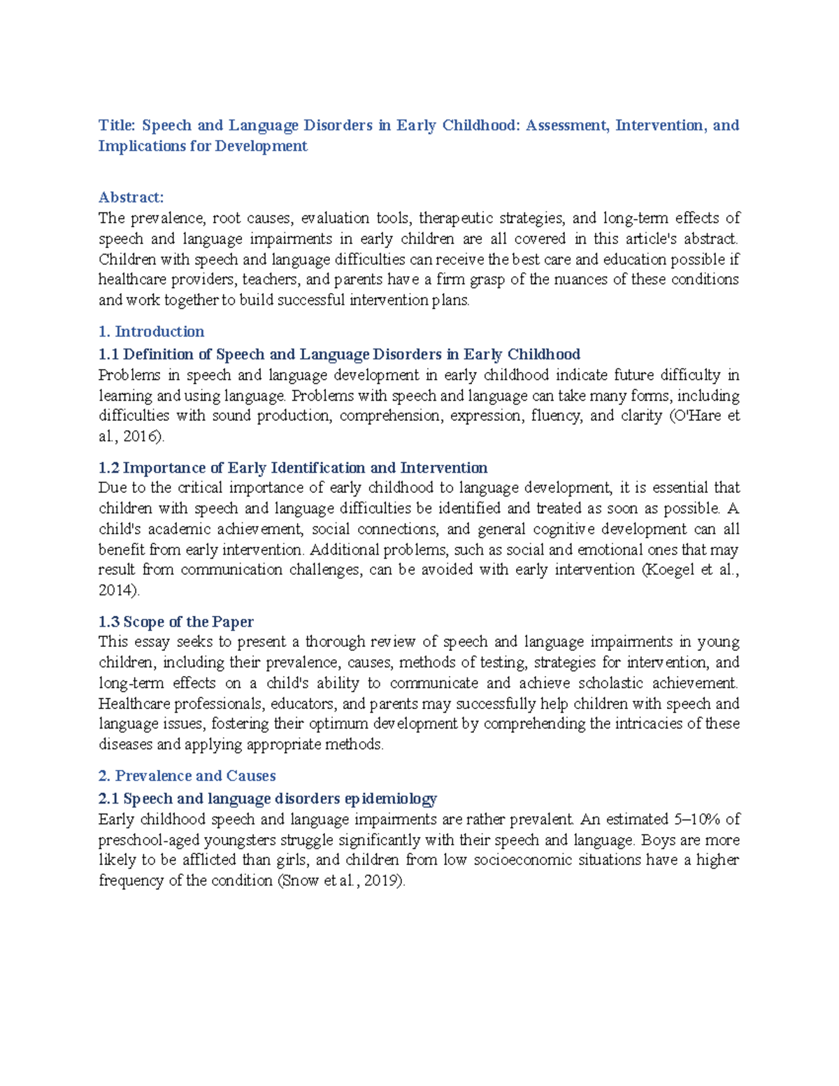 Speech and Language Disorders in Early Childhood - Children with speech ...