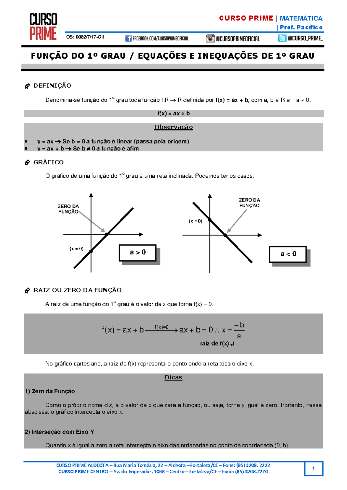 Função do 1° Grau - matemática para concursos - | Prof. Pacífico CURSO ...