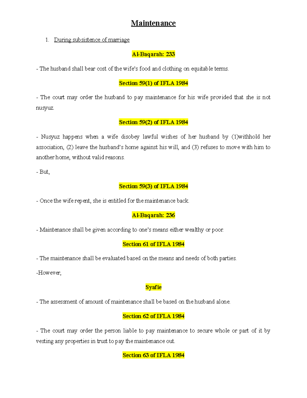 Maintenance of Children - Maintenance 1. During subsistence of marriage ...