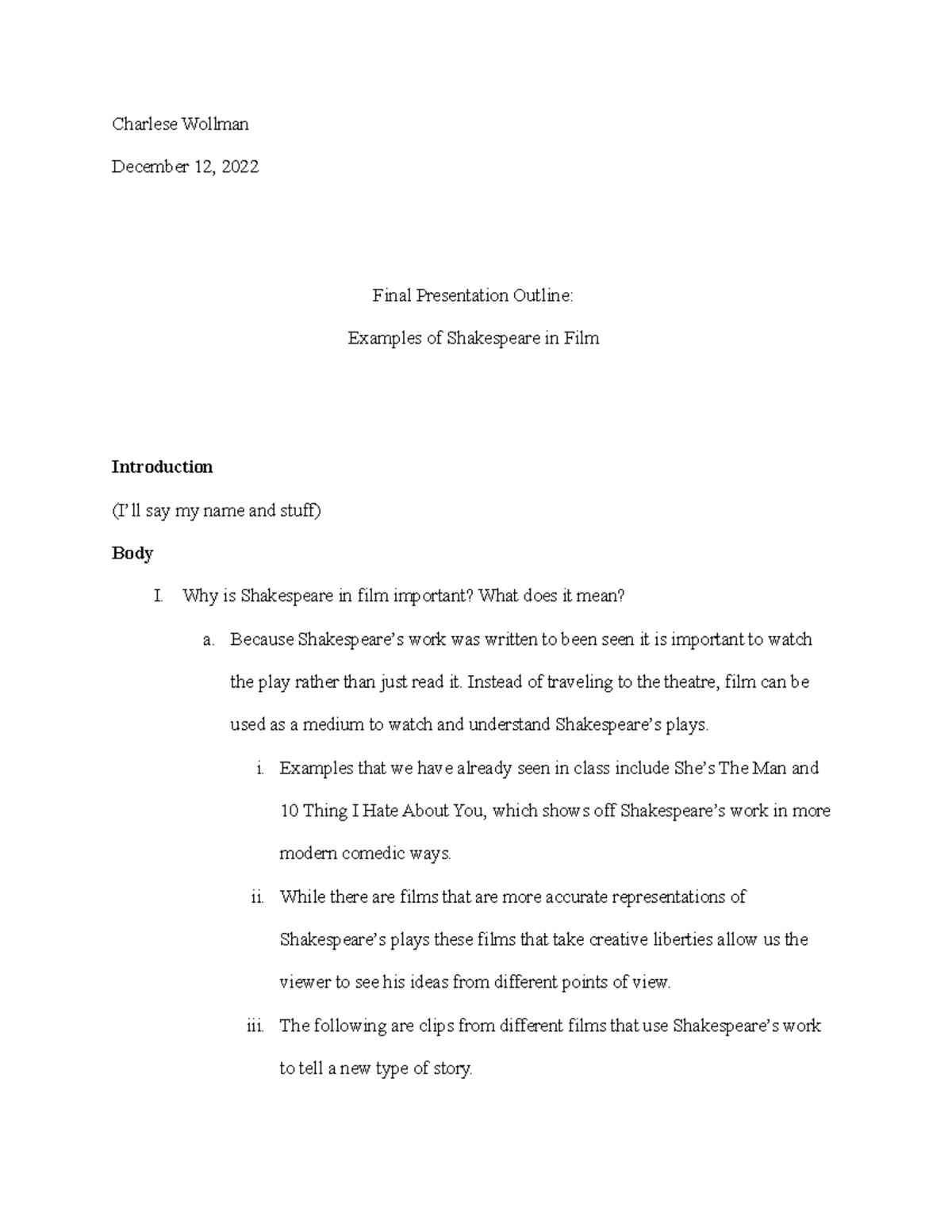 Final Paper for class - Charlese Wollman December 12, 2022 Final ...