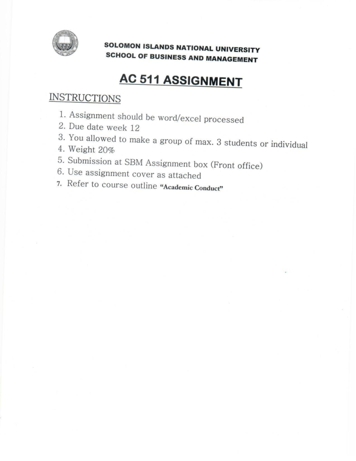 Assignment copy - SOLOMON ISLANDS NATIONAL UNIVERSITY SCHOOL OF ...