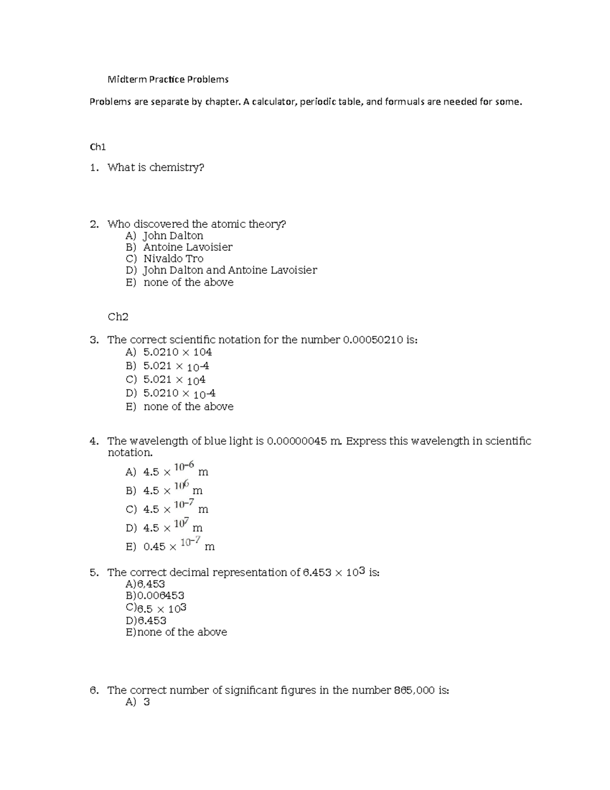 Midterm Practice Problems - Midterm Practice Problems Problems are ...