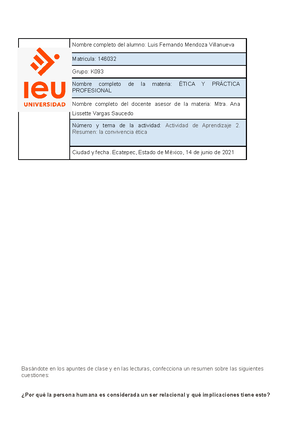 A2 Etica - ¿Por qué la persona humana es considerada un ser relacional ...