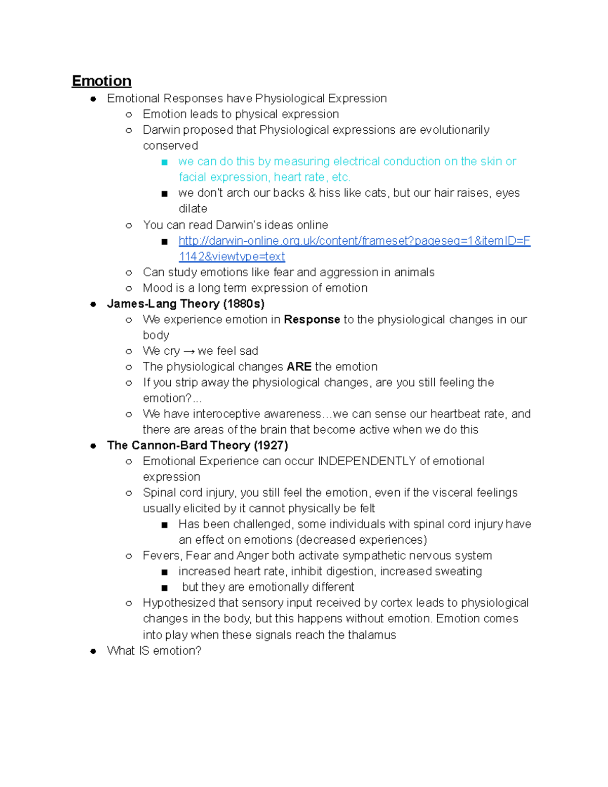 Bio 423 - final - Emotion Emotional Responses have Physiological ...