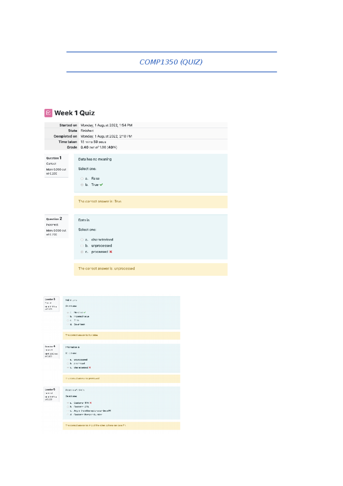 COMP1350 Quizes - Alset - COMP1350 - MQ - Studocu