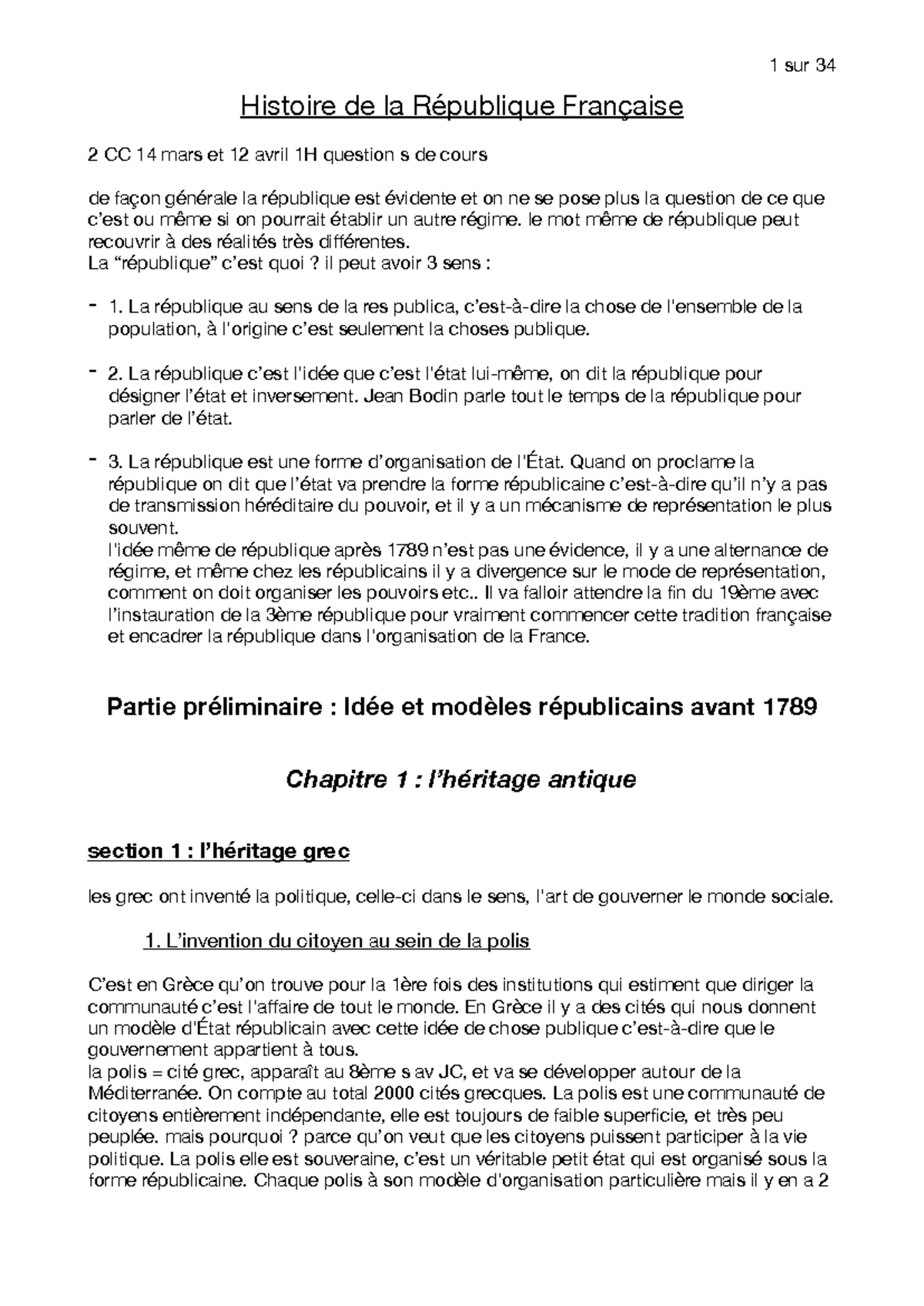 CM Hdlrf - Histoire de la République Française 2 CC 14 mars et 12 avril ...